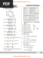 Class 10 Trigonometry Formula Sheet | PDF
