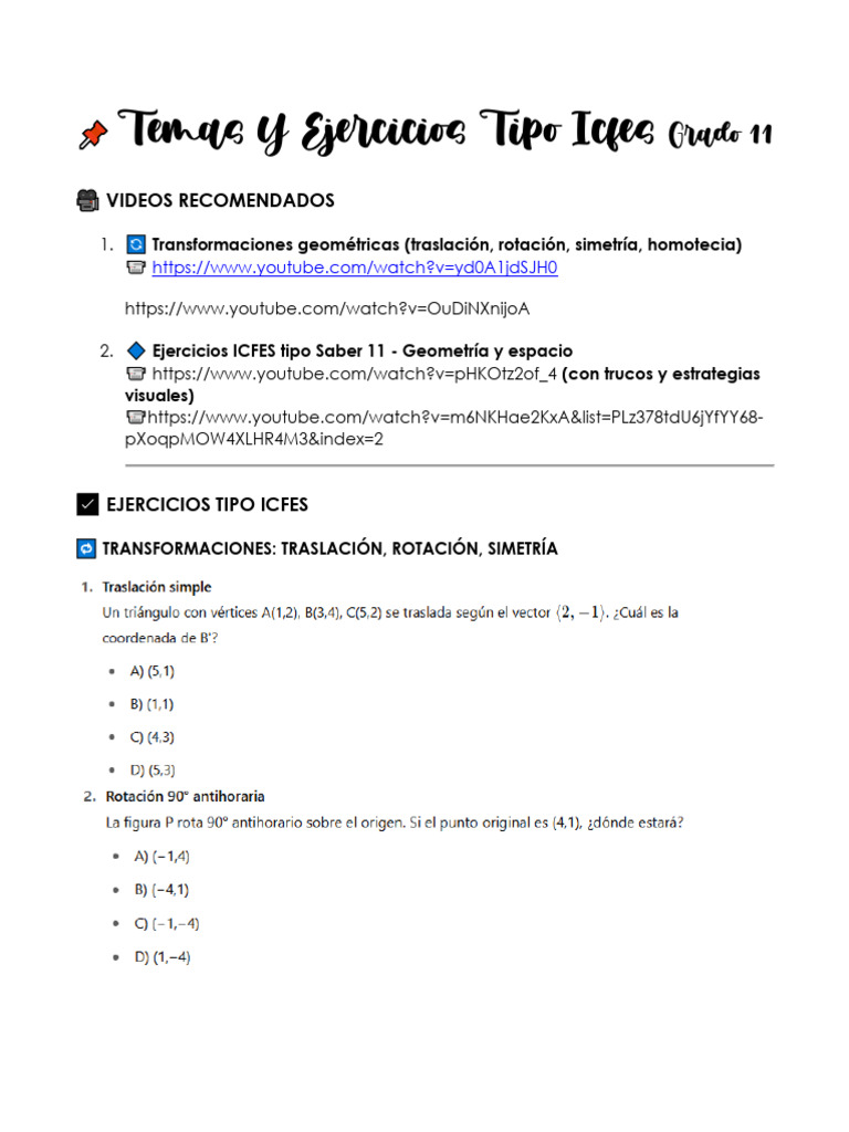 Temas Y Ejercicios Tipo Icfes Grado 11 | PDF