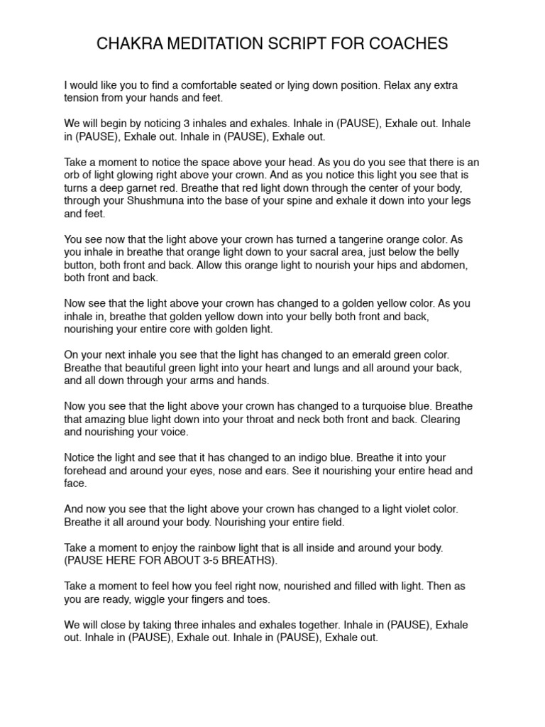 Chakra Meditation Script for Coaches | PDF
