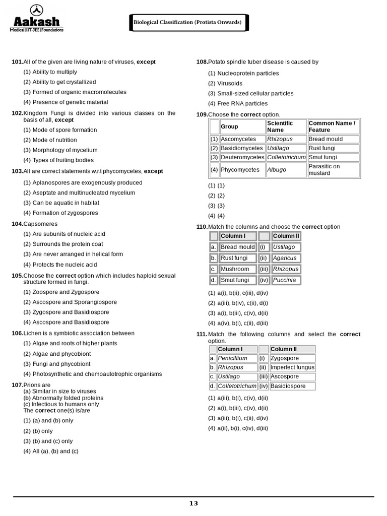 Biological Classification (Protista Onwards) | PDF | Fungus | Biology