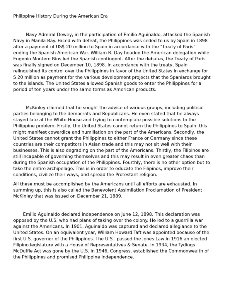 Philippine History: American & Japanese Eras | PDF | Philippines