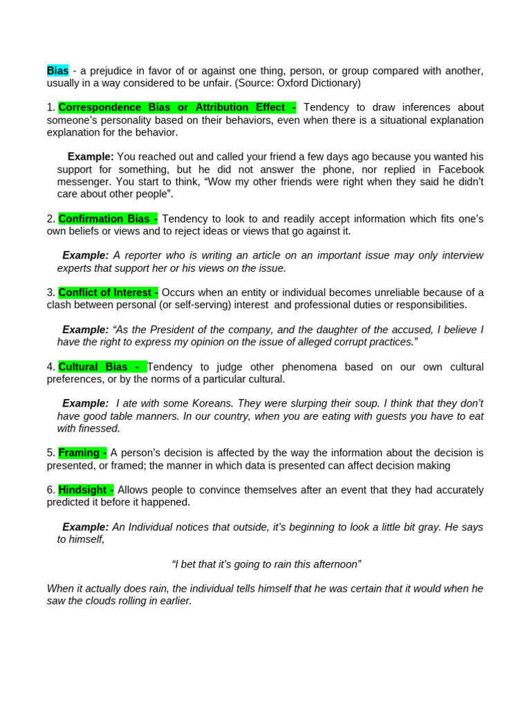 Notes (Bias) | PDF