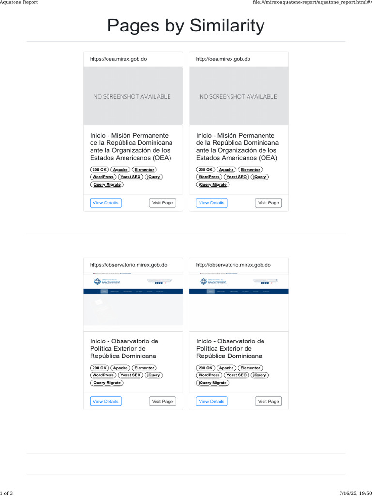 Aquatone Report | PDF | Bibliotecas de computadoras | Ajax (Programación)