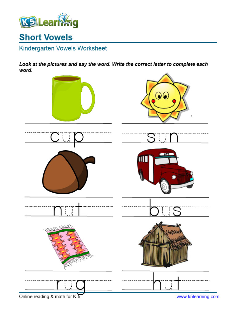 Short Vowel U Kindergarten-Picture-Write-Letters-Short-Vowels-5 | PDF