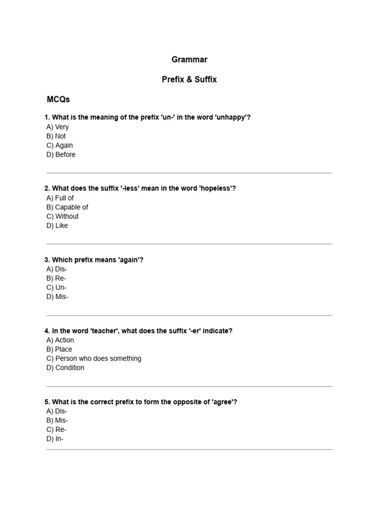 Mod 1.1prefix and Suffix Worksheet | PDF