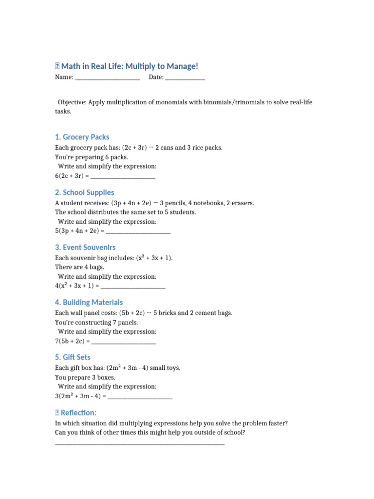Real-Life Multiplication Applications | PDF