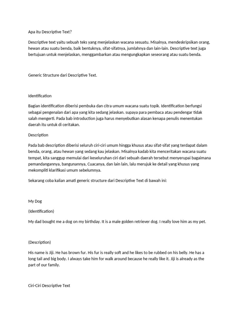 Memahami Descriptive Text Kelas 8 | PDF