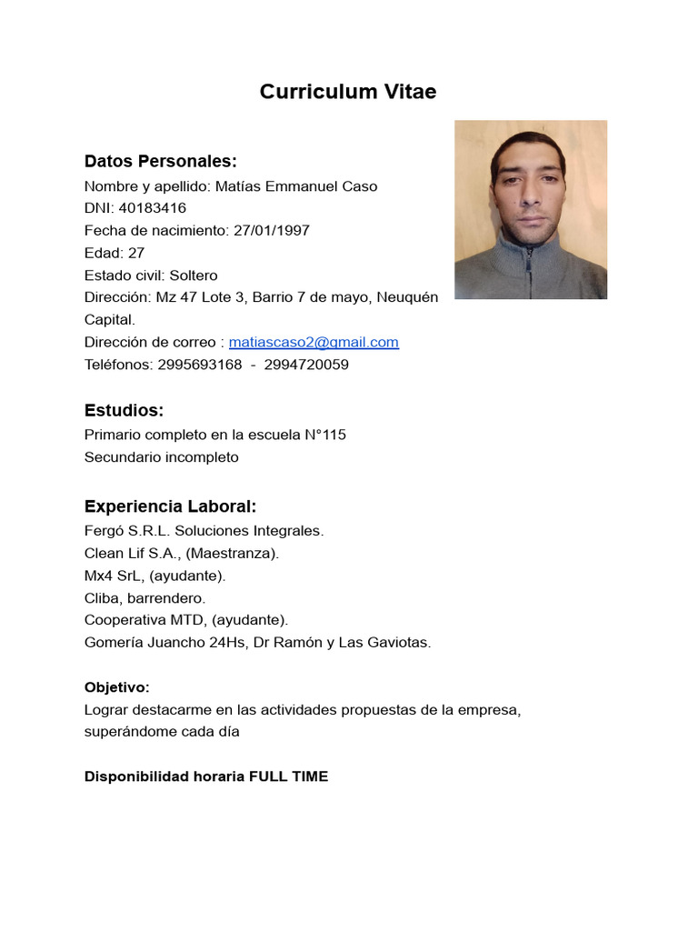 CV Matías Emmanuel Caso | PDF