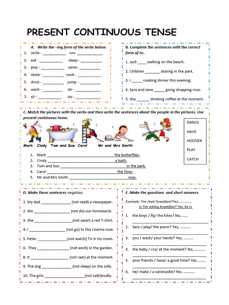 Present Continuous Tense Worksheet | PDF
