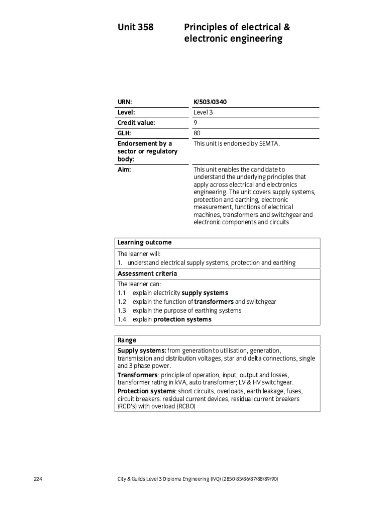 2850 L3 Diploma 358 Principles of Electrical and Electronic Engineering | PDF