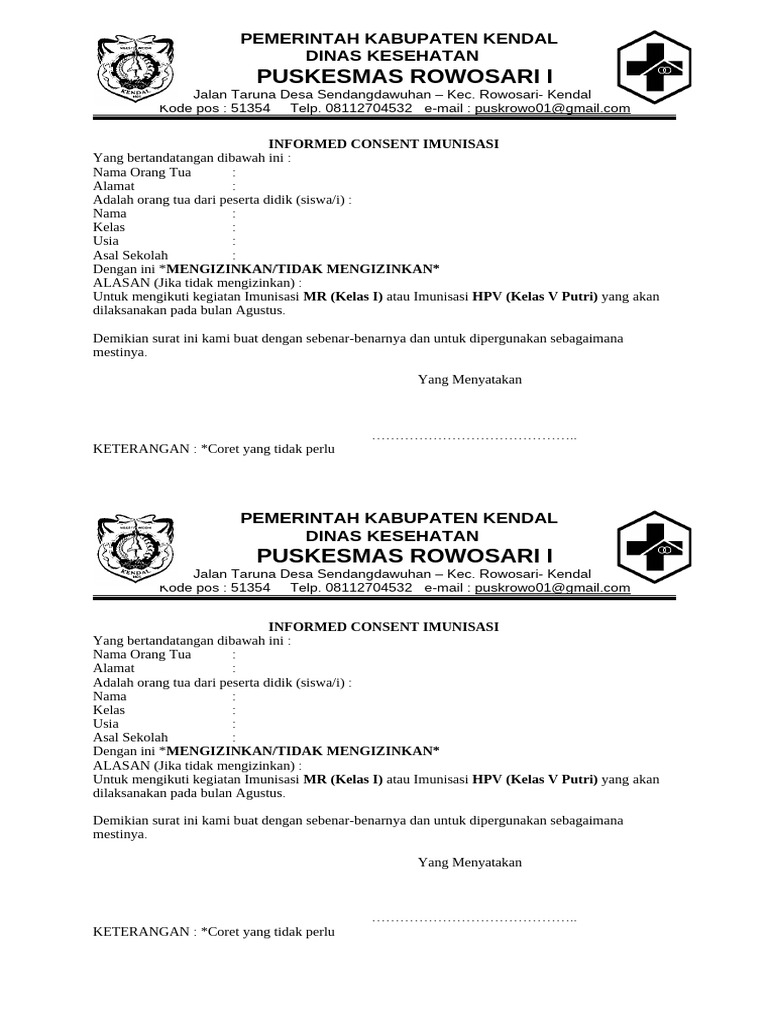 Informed Concent Imunisasi 2025 | PDF