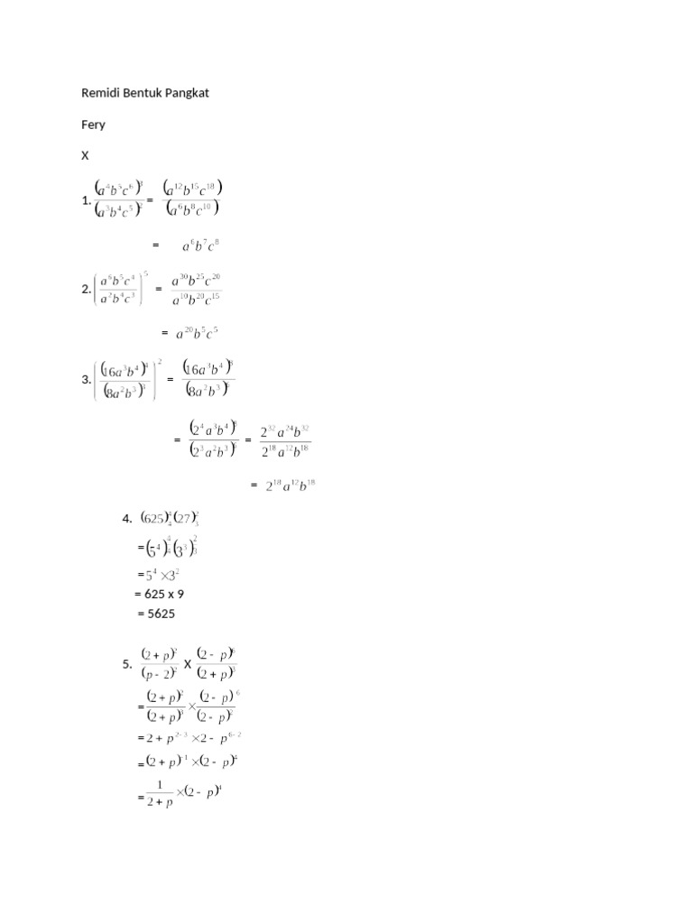2011 2012 X Fery Remidi Bentuk Pangkat | PDF