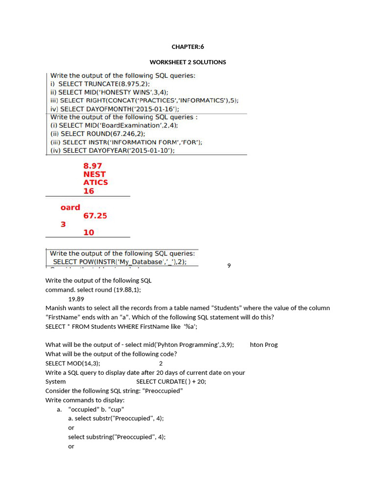 CH 6 Worksheet 2 Solutions | PDF