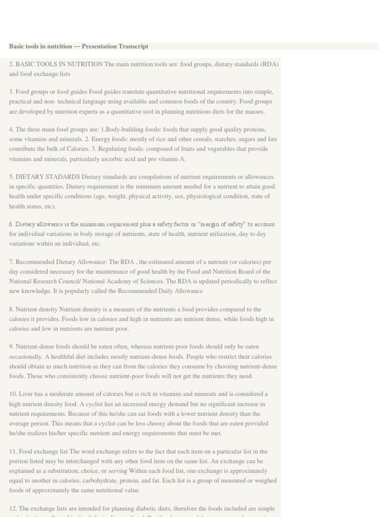 Basic Tools in Nutrition | PDF | Nutrition Facts Label | Nutrition