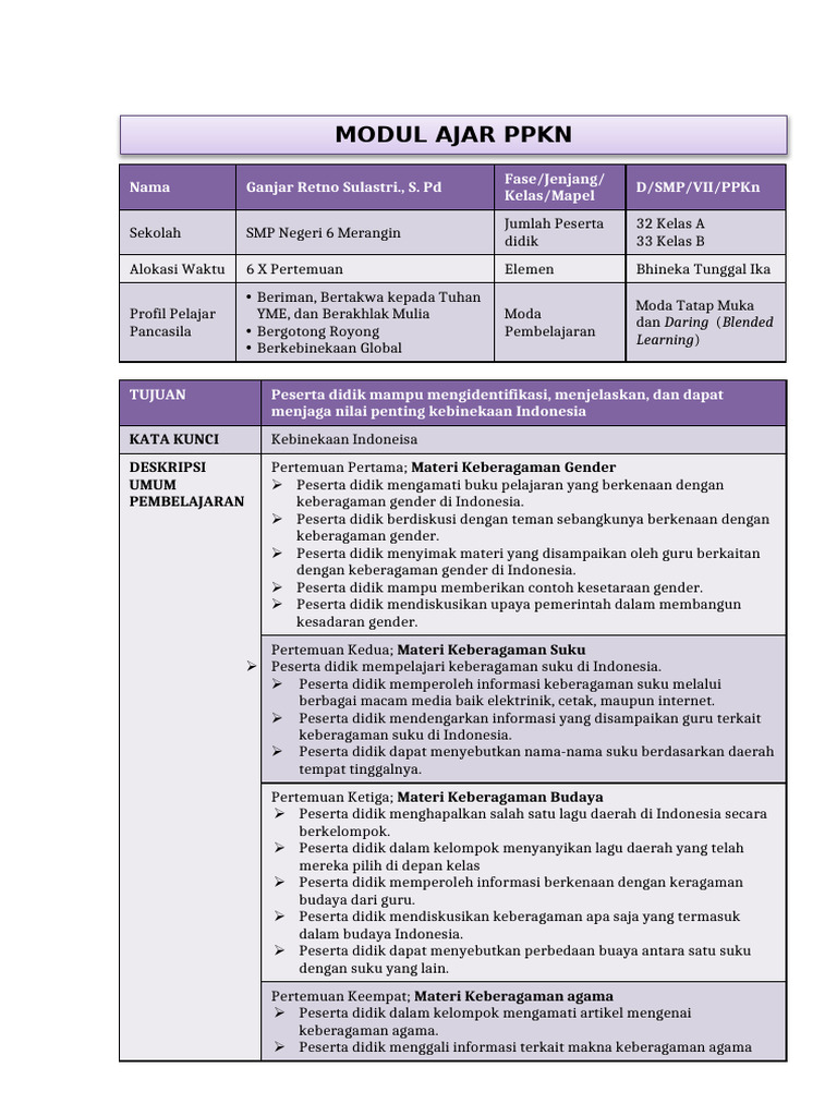 Modul Ajar Bab IV Kelas 7 | PDF