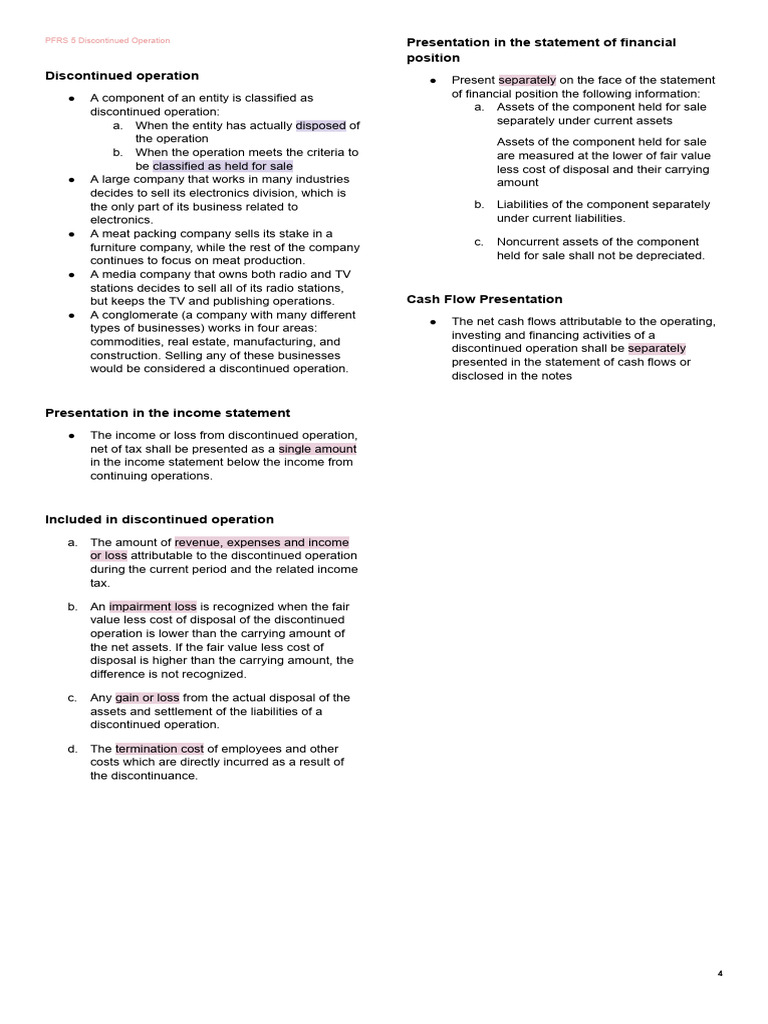 PFRS 5 Discontinued Operation | PDF | Income Statement | Income