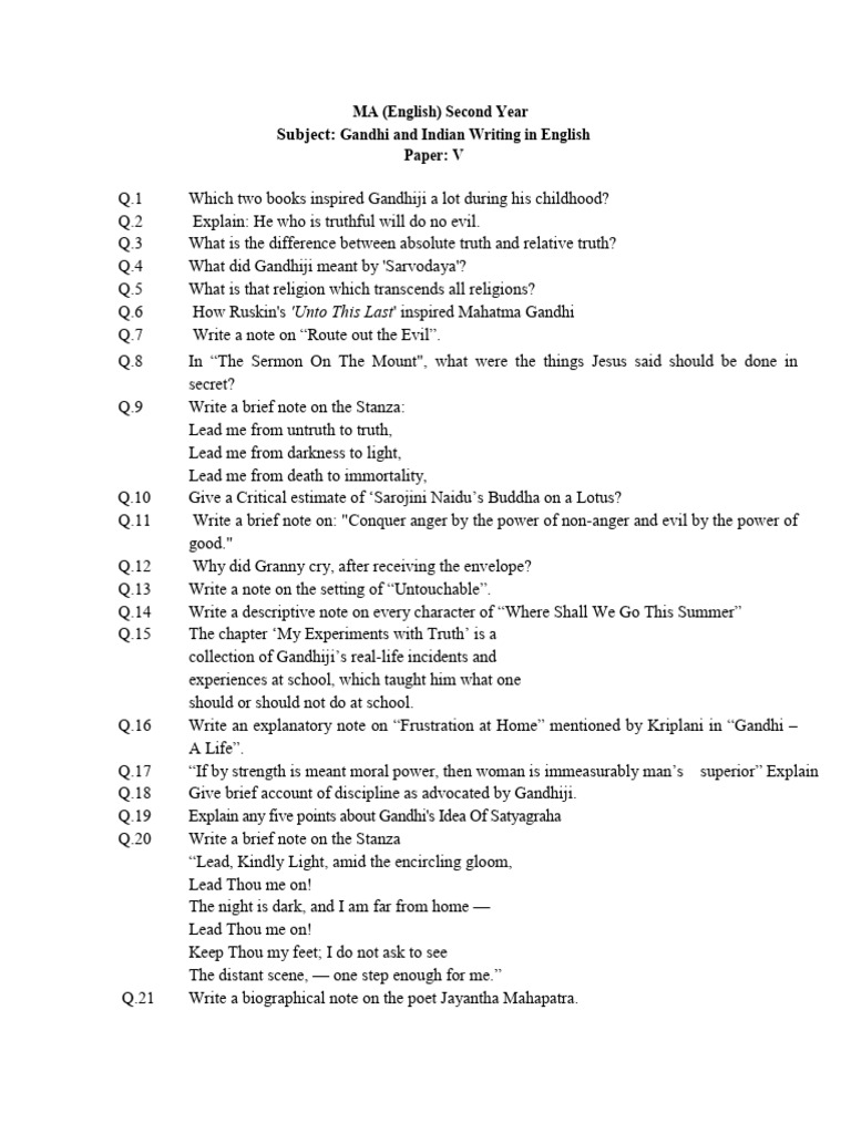 Gandhi and Indian Writing in English | PDF
