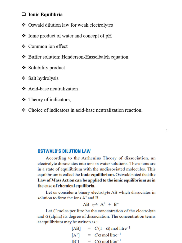 Ionic Equilibria | PDF