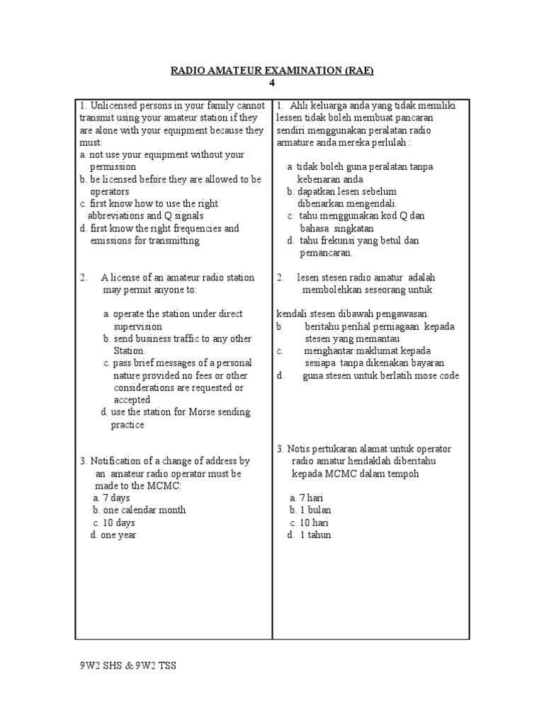 Radio Amateur Examination 4 | PDF | Amateur Radio | Radio