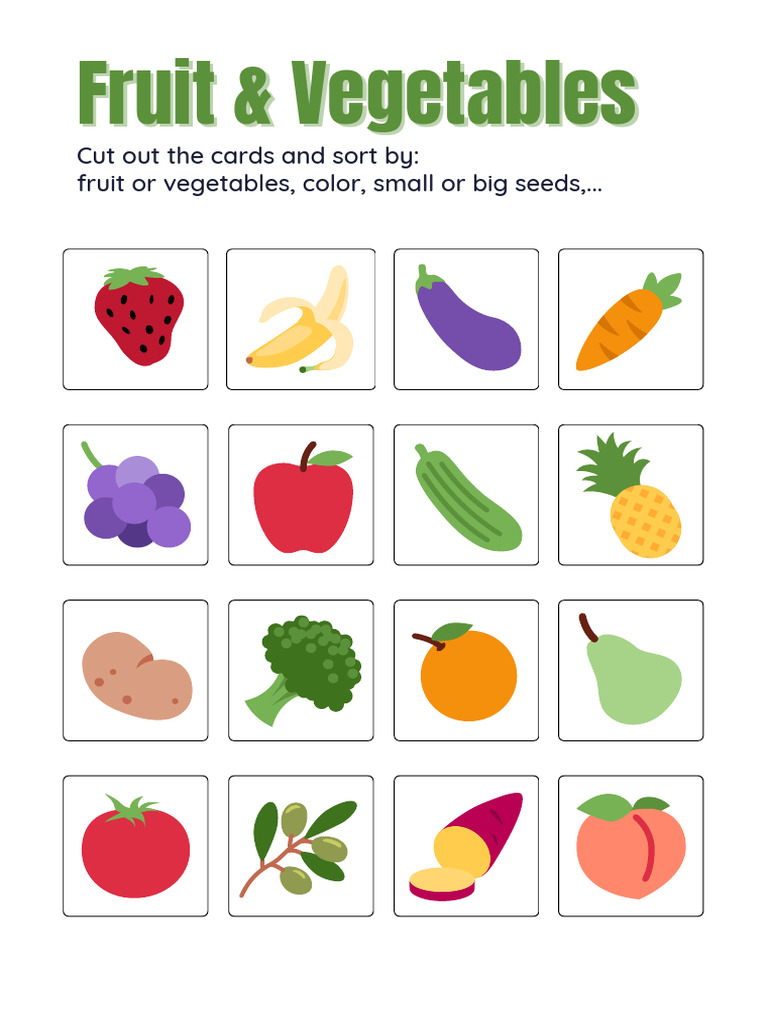 Fruit & Vegetables Sorting Worksheet PDF | PDF