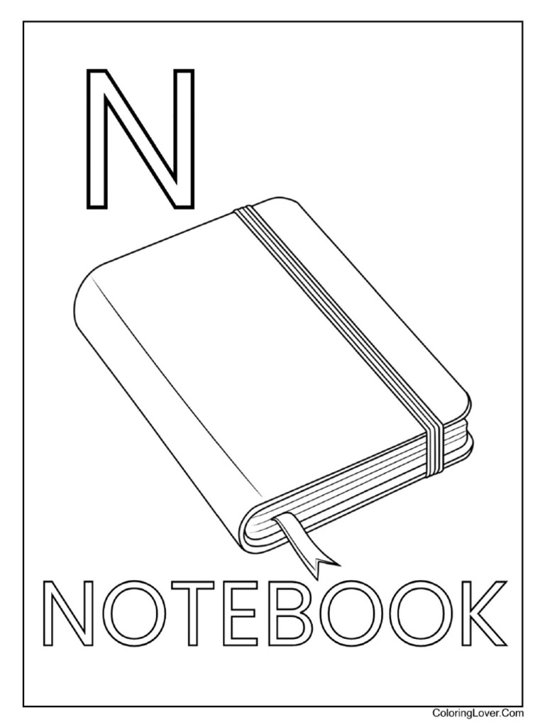 Letter N Notebook Coloring Page | PDF