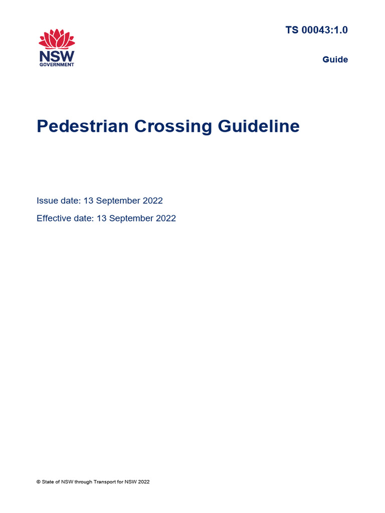 NSW Pedestrian Crossing Guidelines | PDF | Pedestrian Crossing | Traffic