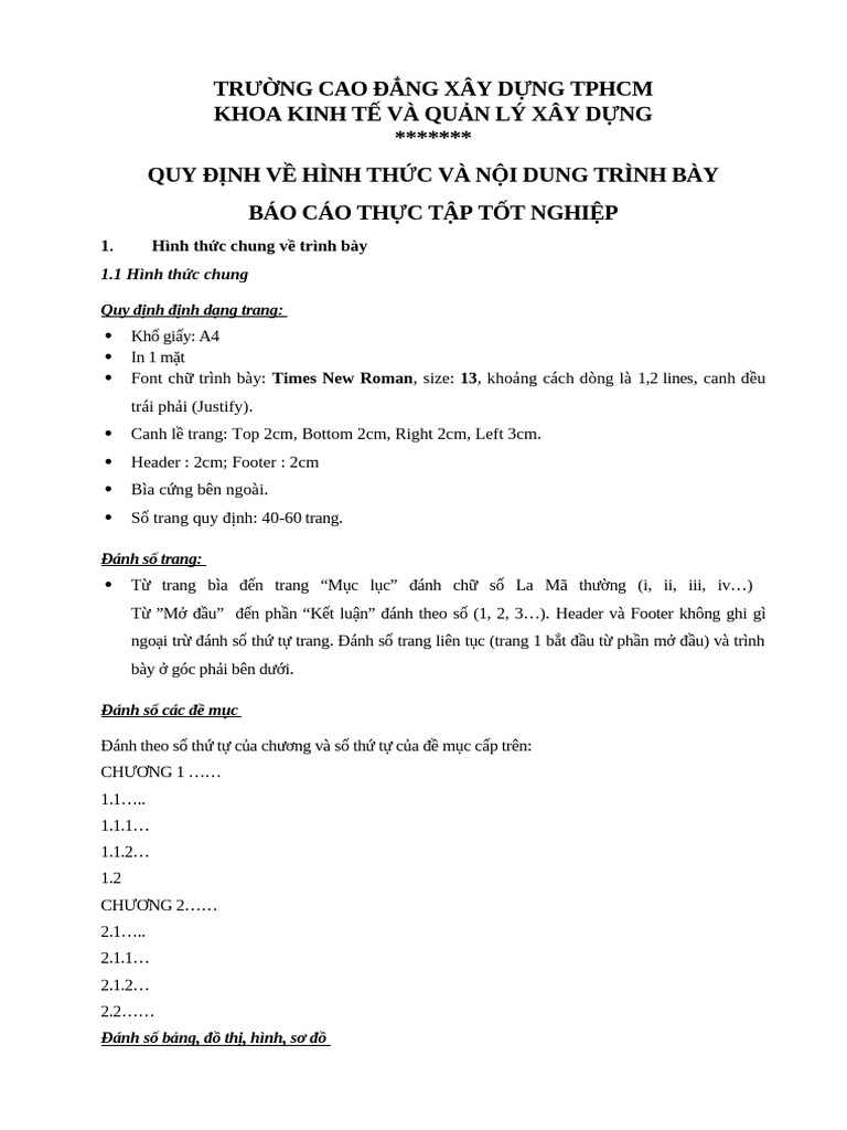 1. Quy Định Về Hình Thức Và Nội Dung BCTT | PDF