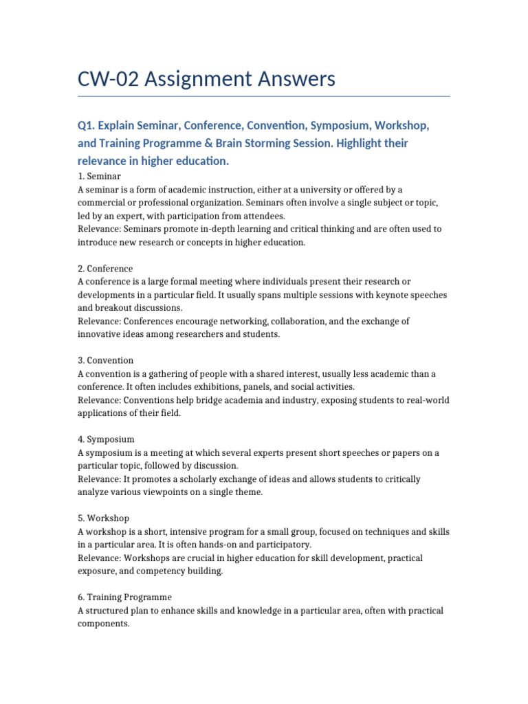 CW-02 Assignment Answers | PDF | Qualitative Research | Quantitative ...