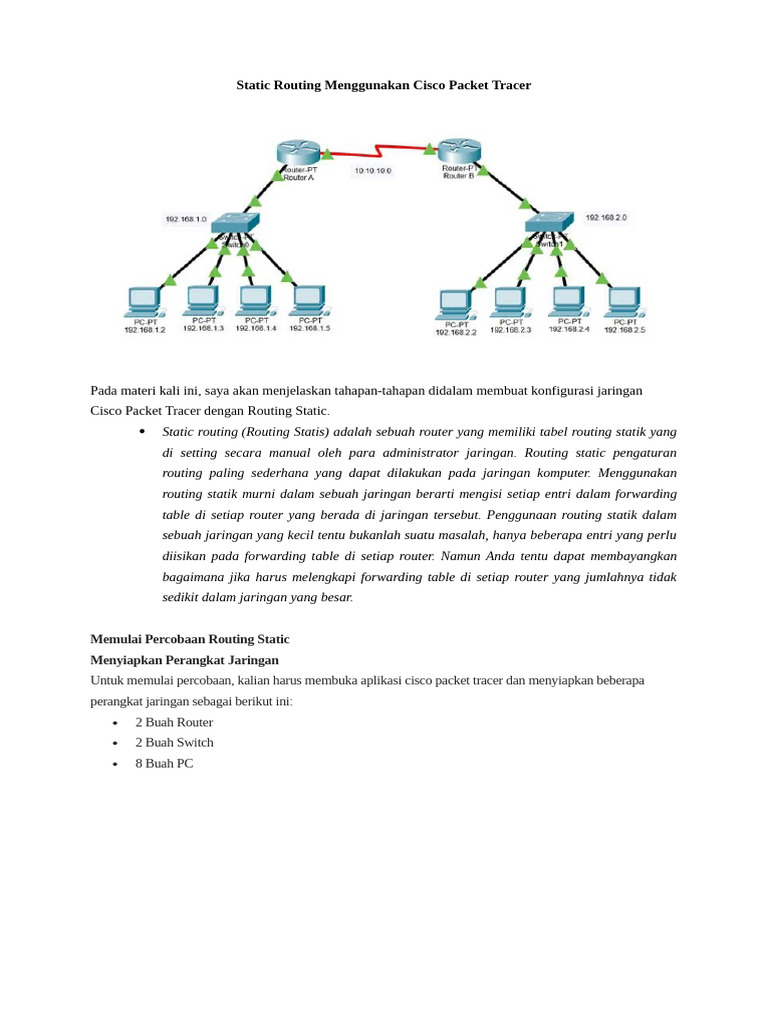 Static Routing Menggunakan Cisco Packet Tracer | PDF
