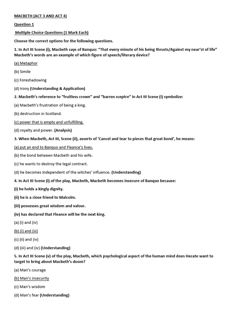 Macbeth's Tyranny in Acts 3 and 4 | PDF | Macbeth