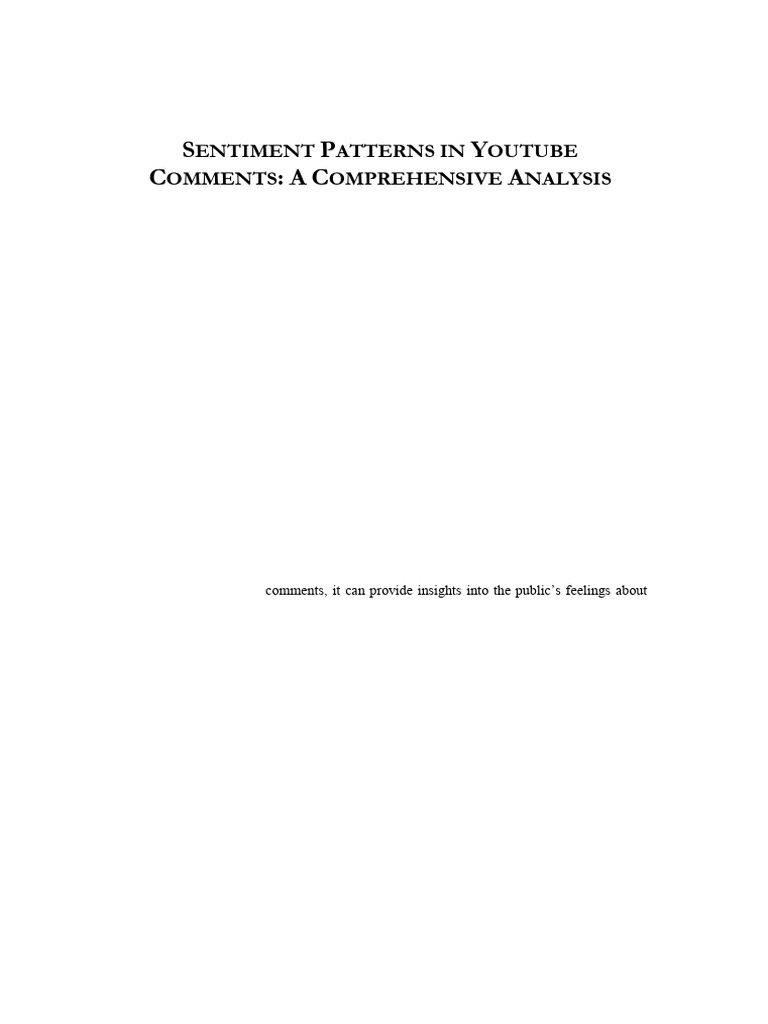 Sentiment Patterns in YouTube Comments: A Comprehensive Analysis | PDF | Computing | Cognitive ...
