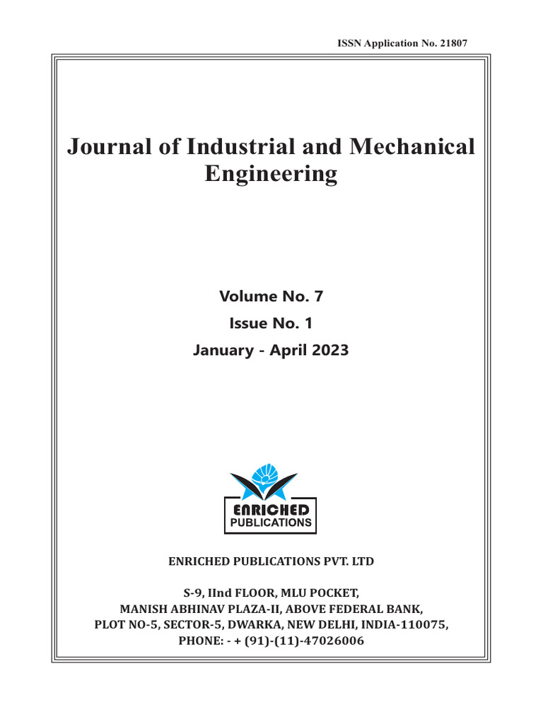 Journal of Industrial & Mechanical Engineering Vol. 7, Issue 1 | PDF ...