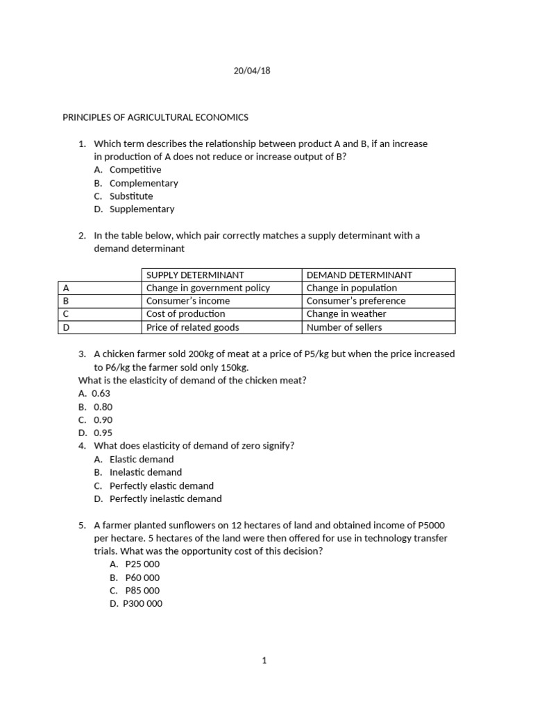 Bgcse Module 6 Revision Questions | PDF | Elasticity (Economics) | Demand