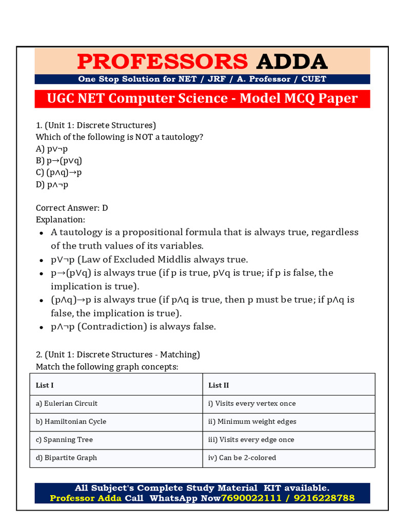 Trend Analysis Net Computer Science Pyq | PDF | Sql | Discrete Mathematics