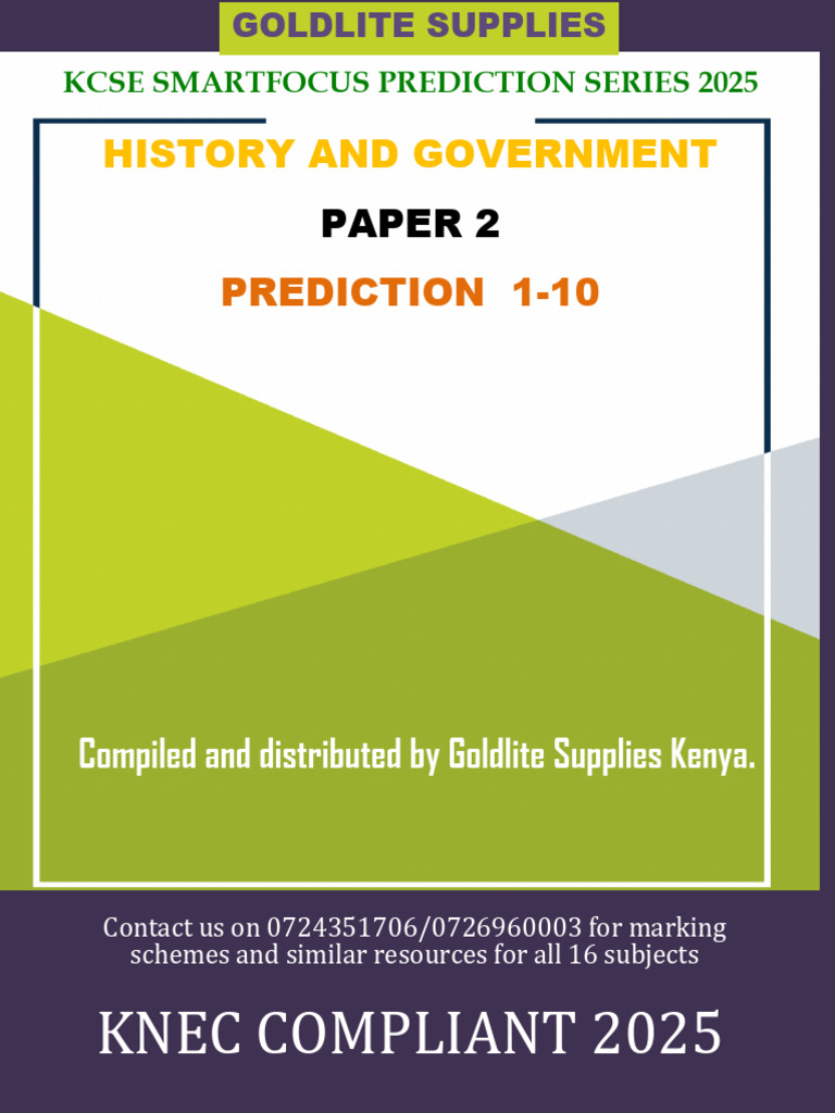 KCSE History Paper 2 Predictions 2025 | PDF | Africa | Colonialism