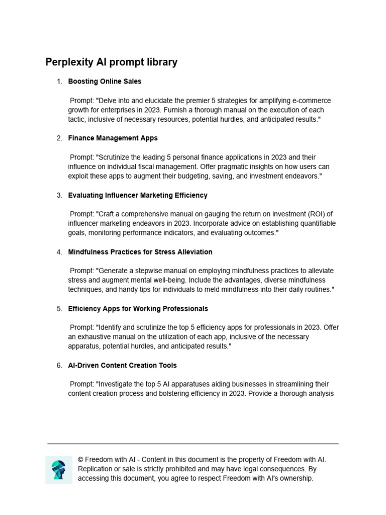 Perplexity AI Prompt Library Guide | PDF | Artificial Intelligence ...