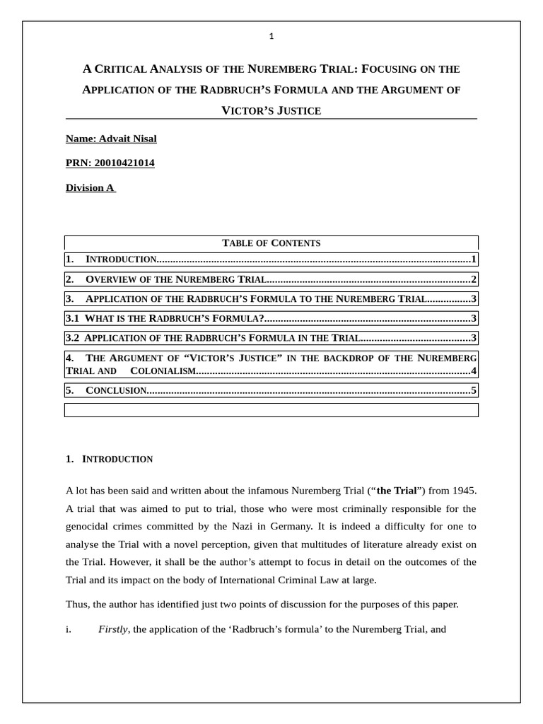 Critical Analysis of The Nuremberg Trial | PDF | Nuremberg Trials | Crimes