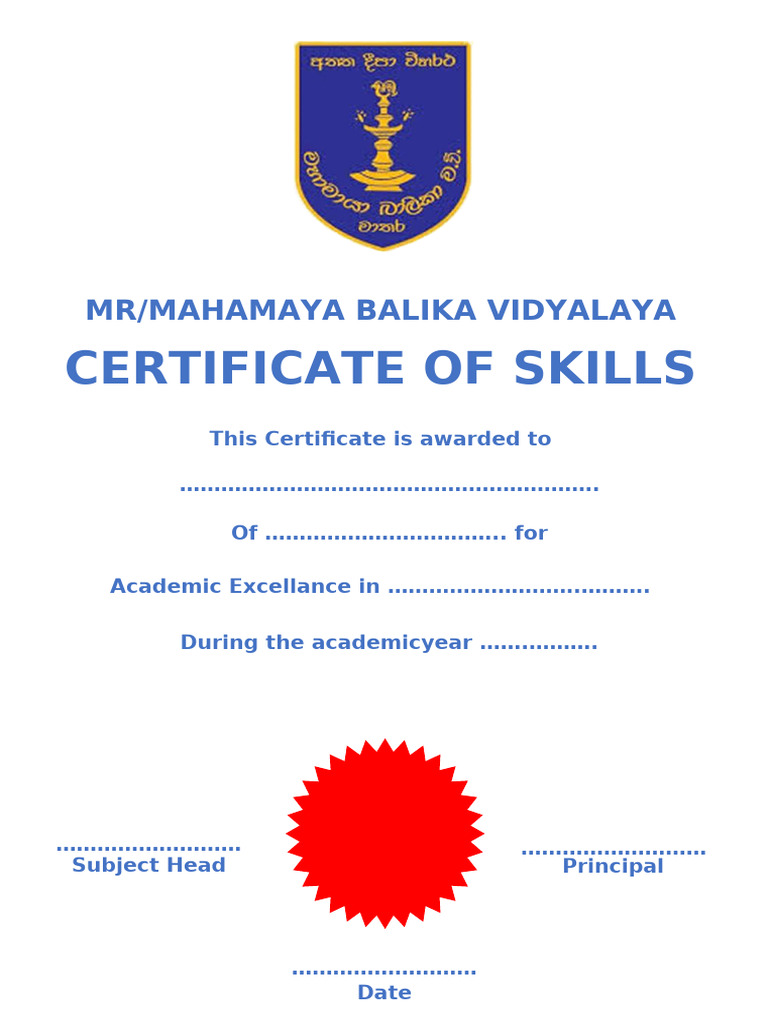Skill Certificate | PDF