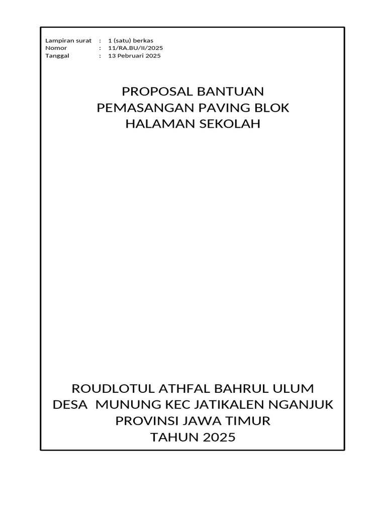 Proposal Pemasangan Paving Blok Sekolah | PDF