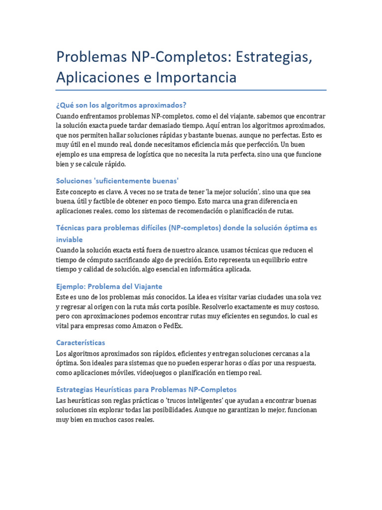 Algoritmos Aproximados en Problemas NP-Completos | PDF | Inteligencia ...