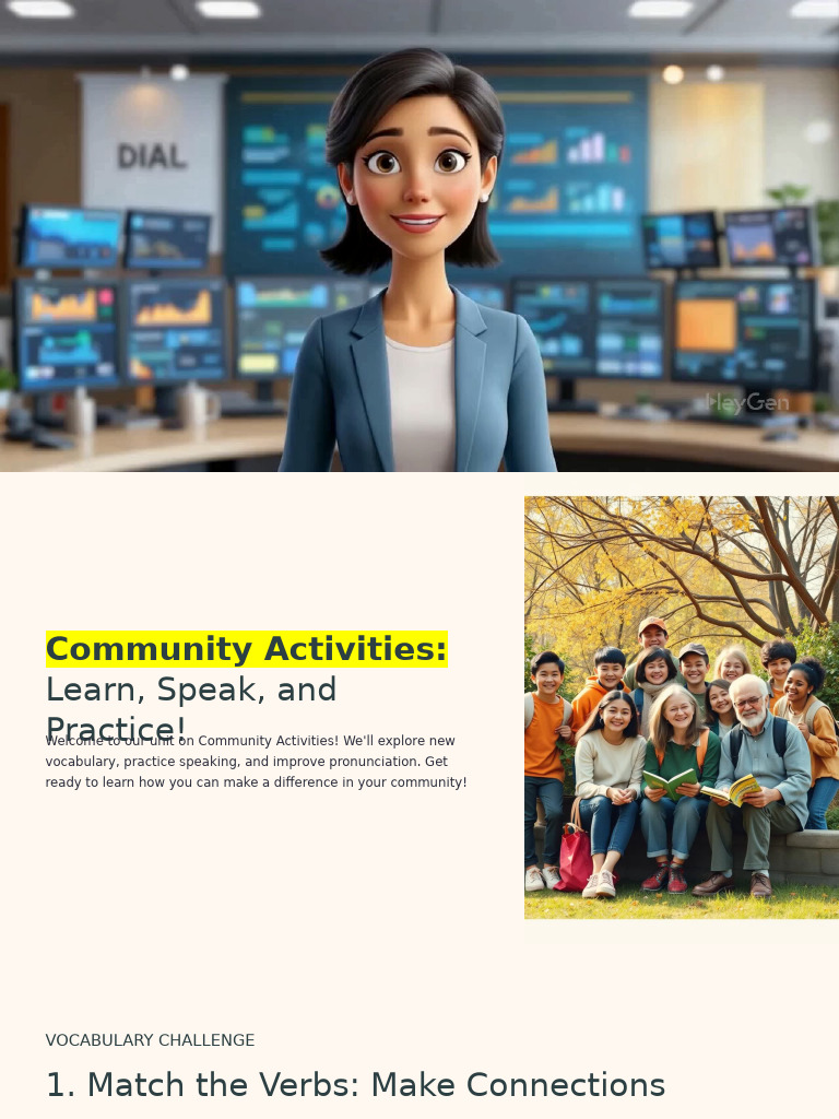 Community Activities Vocabulary Guide | PDF | Vocabulary | Human ...