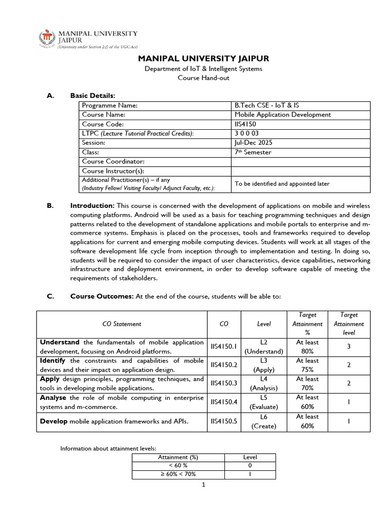 IS4150 - Mobile Application Development Handout | PDF | Software Development | Internet Of Things