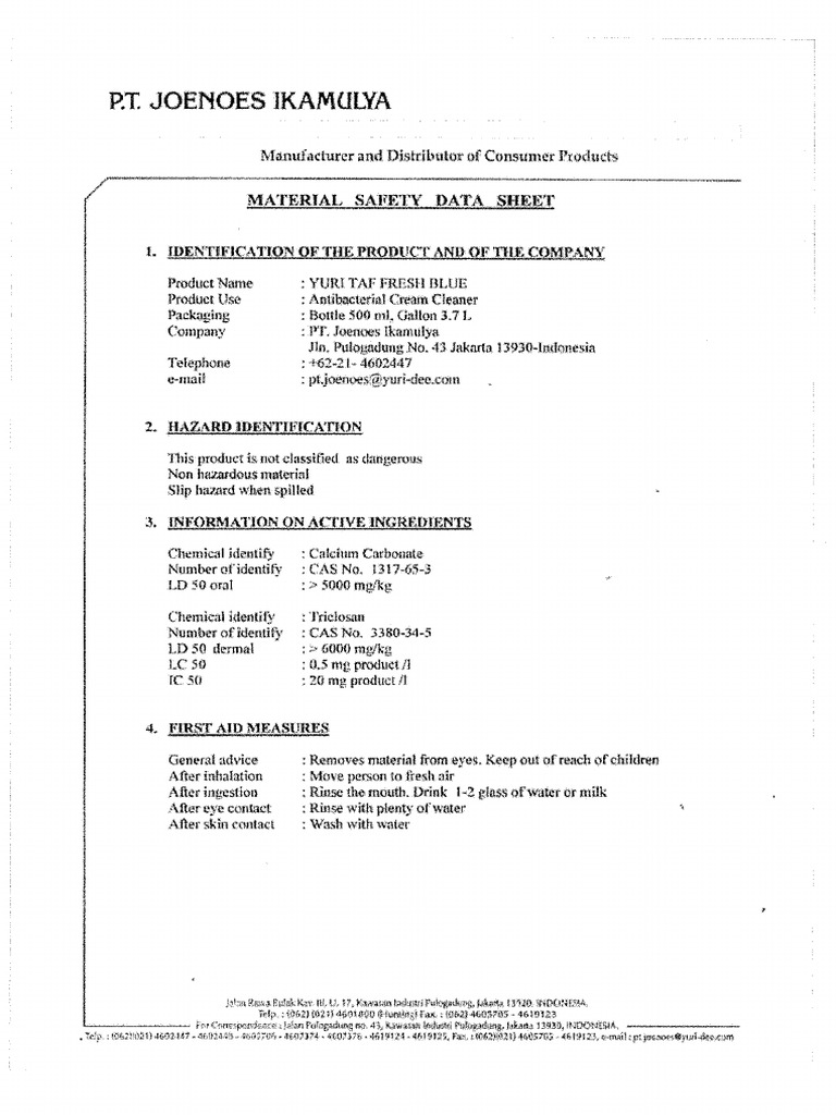 Msds Yuri Taff | PDF