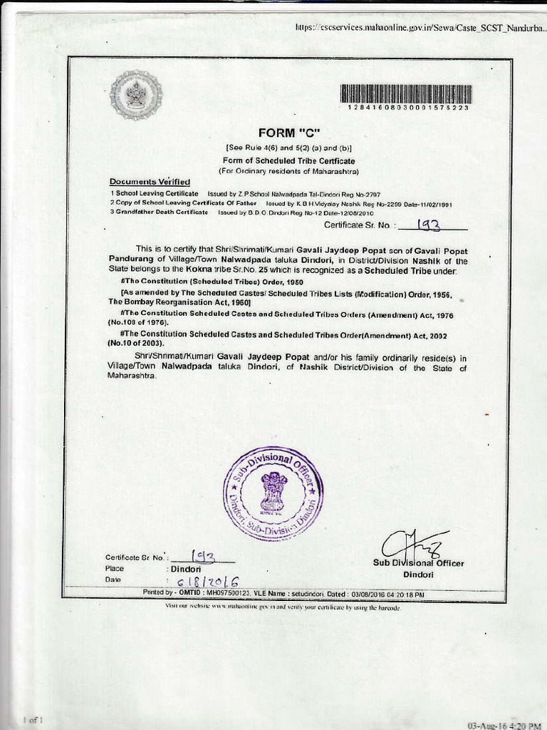 Caste Validity - Caste Certificate | PDF