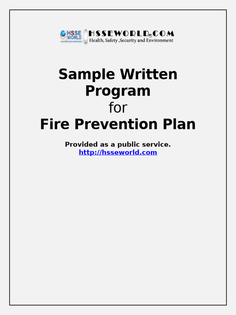 Sample For Fire Prevention Plan | PDF | Fire Safety | Fires