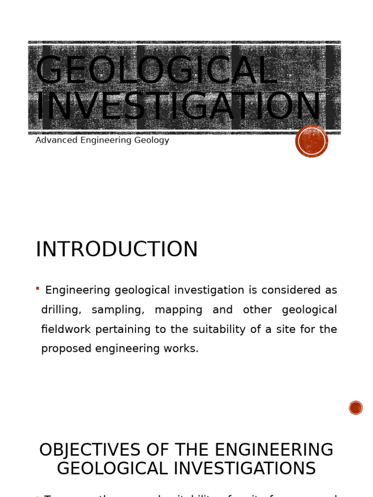 Engineering Geological Investigation Overview | PDF | Geology | Rock ...