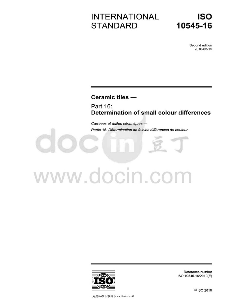 ISO 10545-16 - 2010-Ceramic Tiles Part 16 Colour Differences | PDF