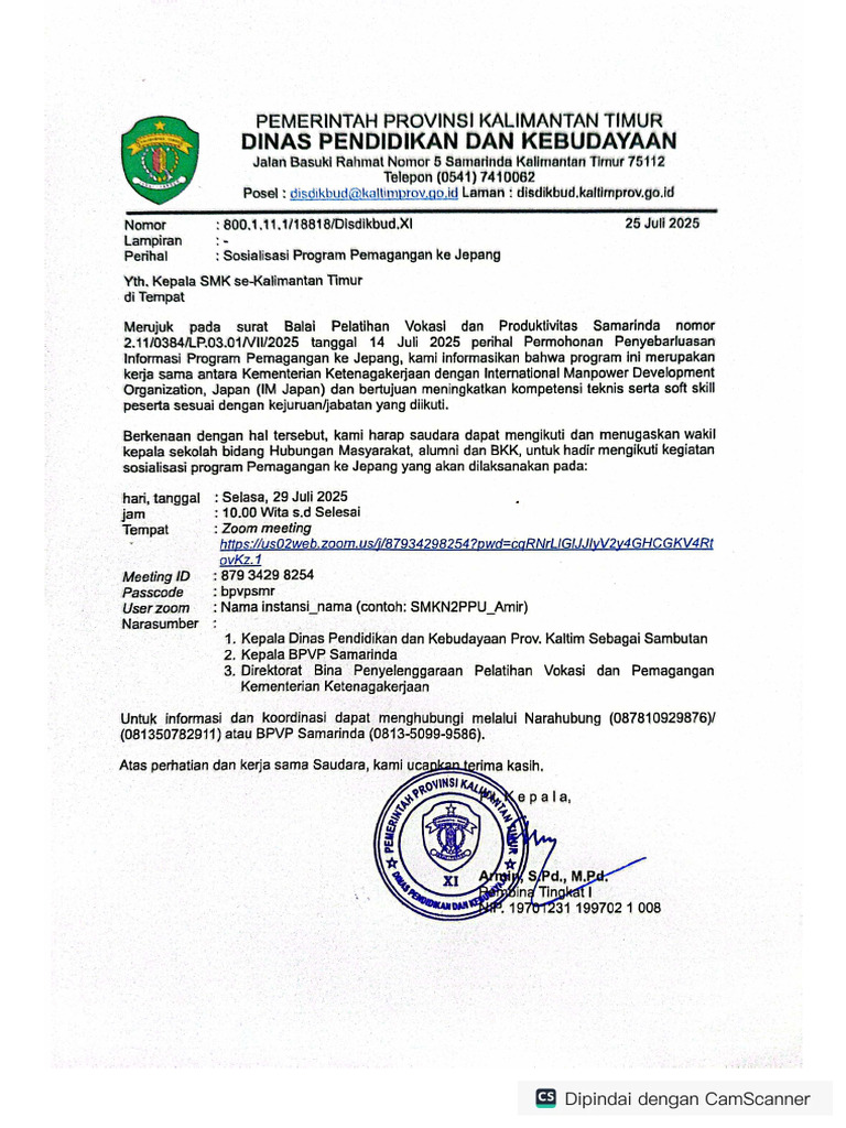 Undangan Sosialisasi Magang Jepang | PDF