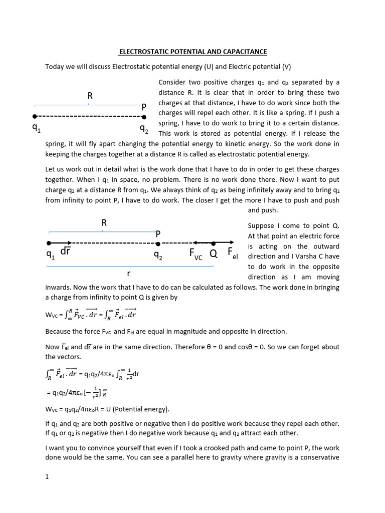 Electrostatic Potential and Capacitance | PDF | Capacitor | Dielectric