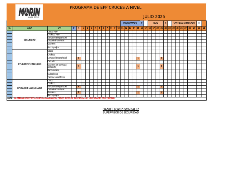 Programa de Epp Julio 2025 | PDF